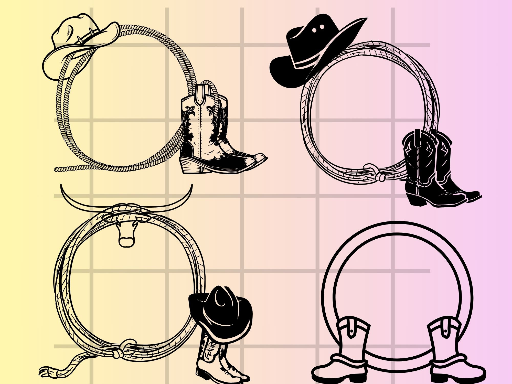 Silueta De Vaquera Con Cuerda Clip Art 1.000+ Cowboy Hat Outline