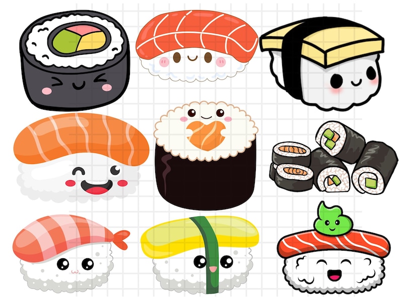 Japanese Food PNG Clipart Cute Kawaii Sushi Cartoon Clip Art ...