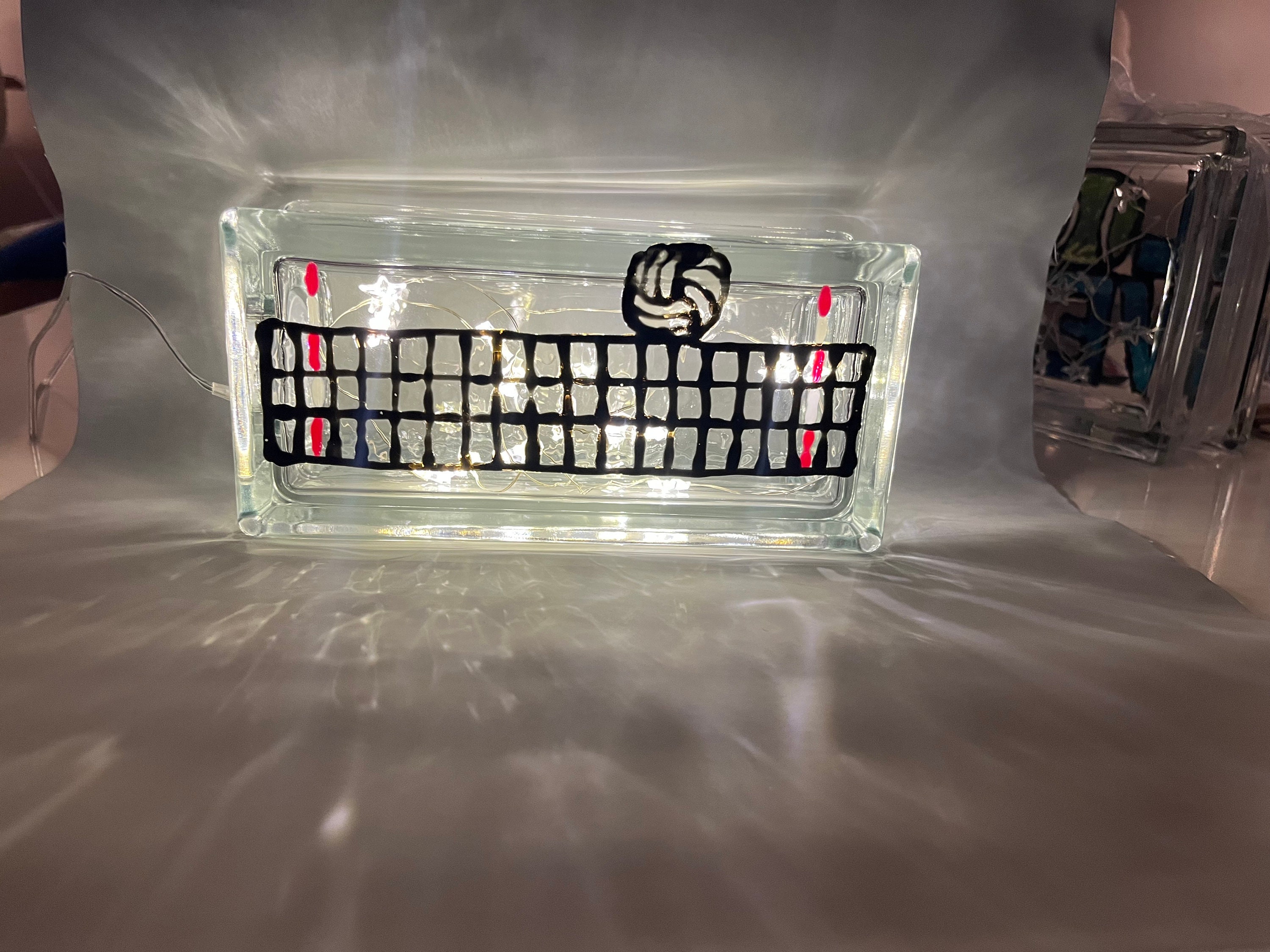 Glass Block Art| Sports Art|volleyball Decor| Volleyball Accessories ...
