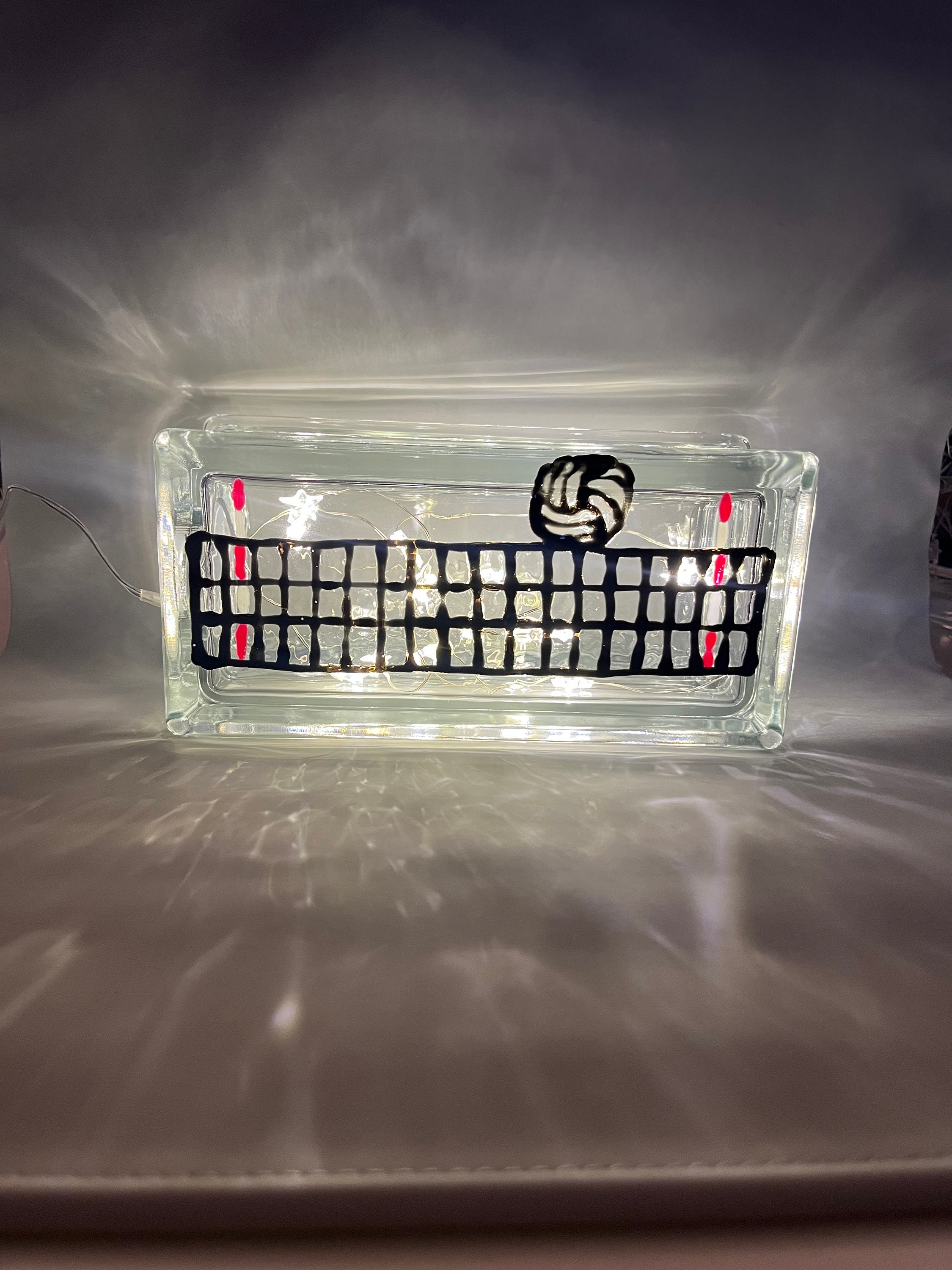 Glass Block Art| Sports Art|volleyball Decor| Volleyball Accessories ...
