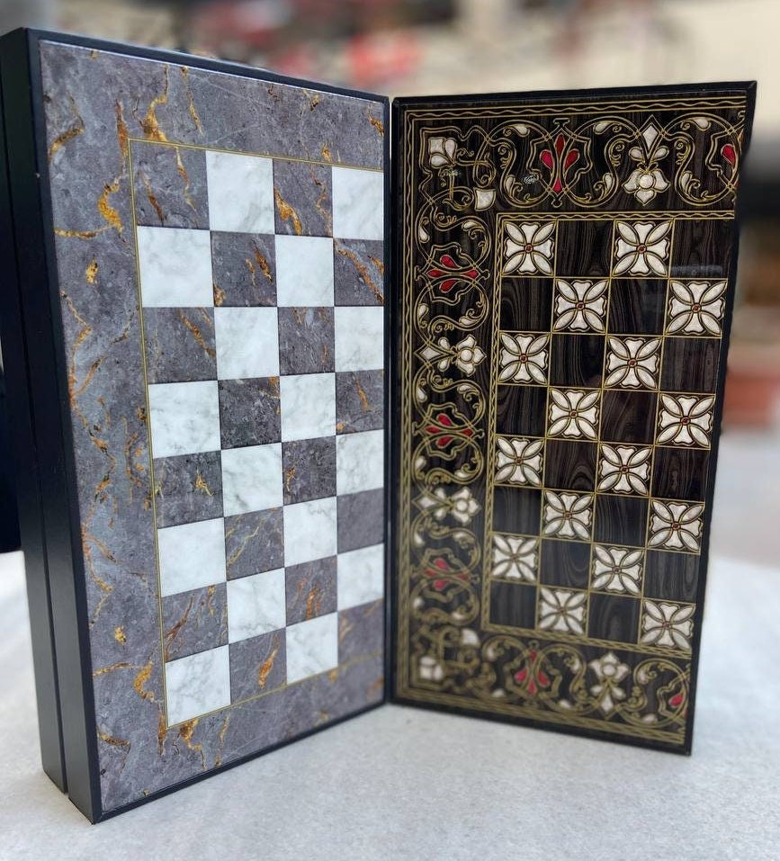 Backgammon and Chess Set Personalized Chess Set With Board - Etsy