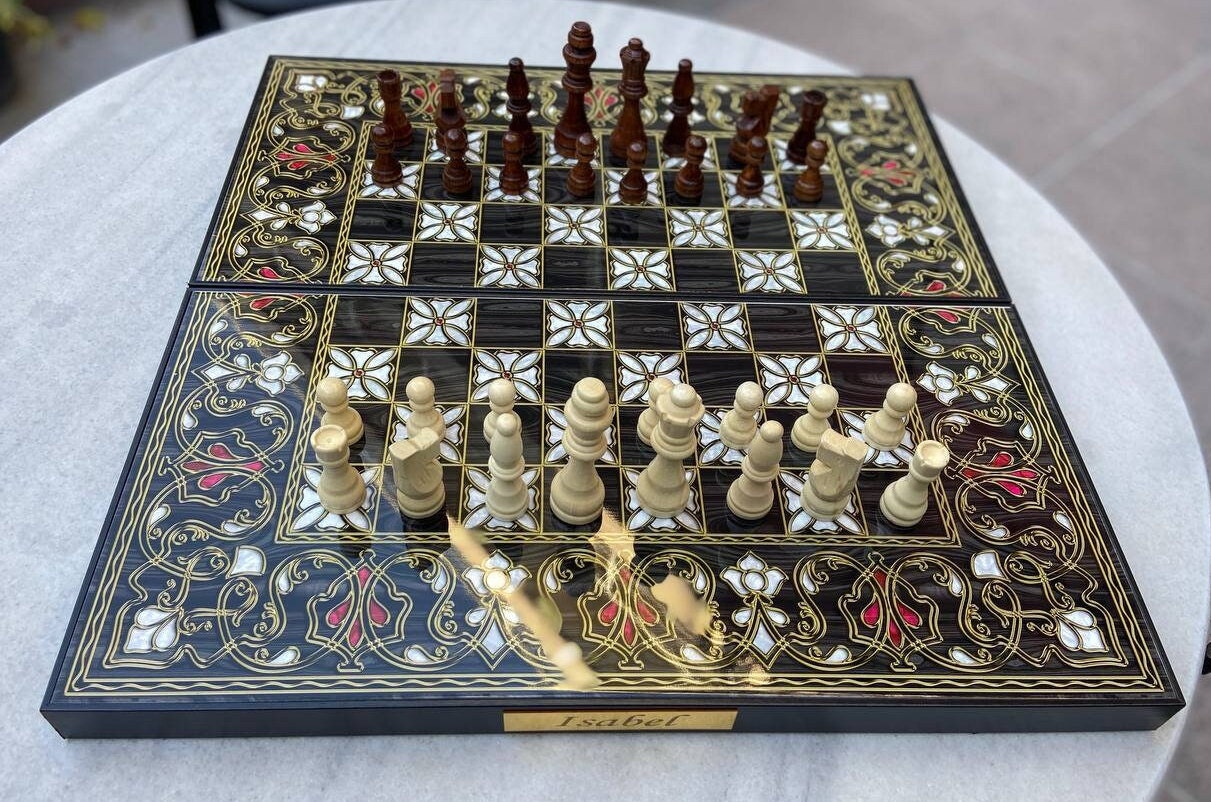 Backgammon and Chess Set Personalized Chess Set With Board - Etsy