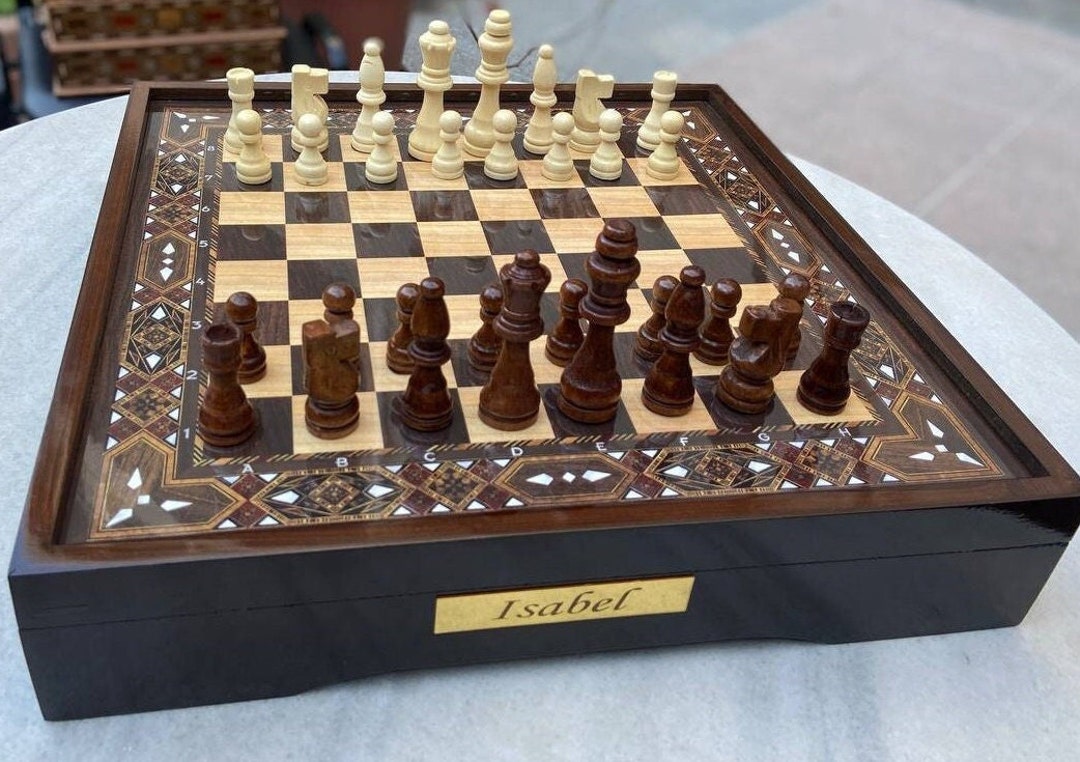 Custom Chess Set With Storage Wooden Chess Board Personalize - Etsy