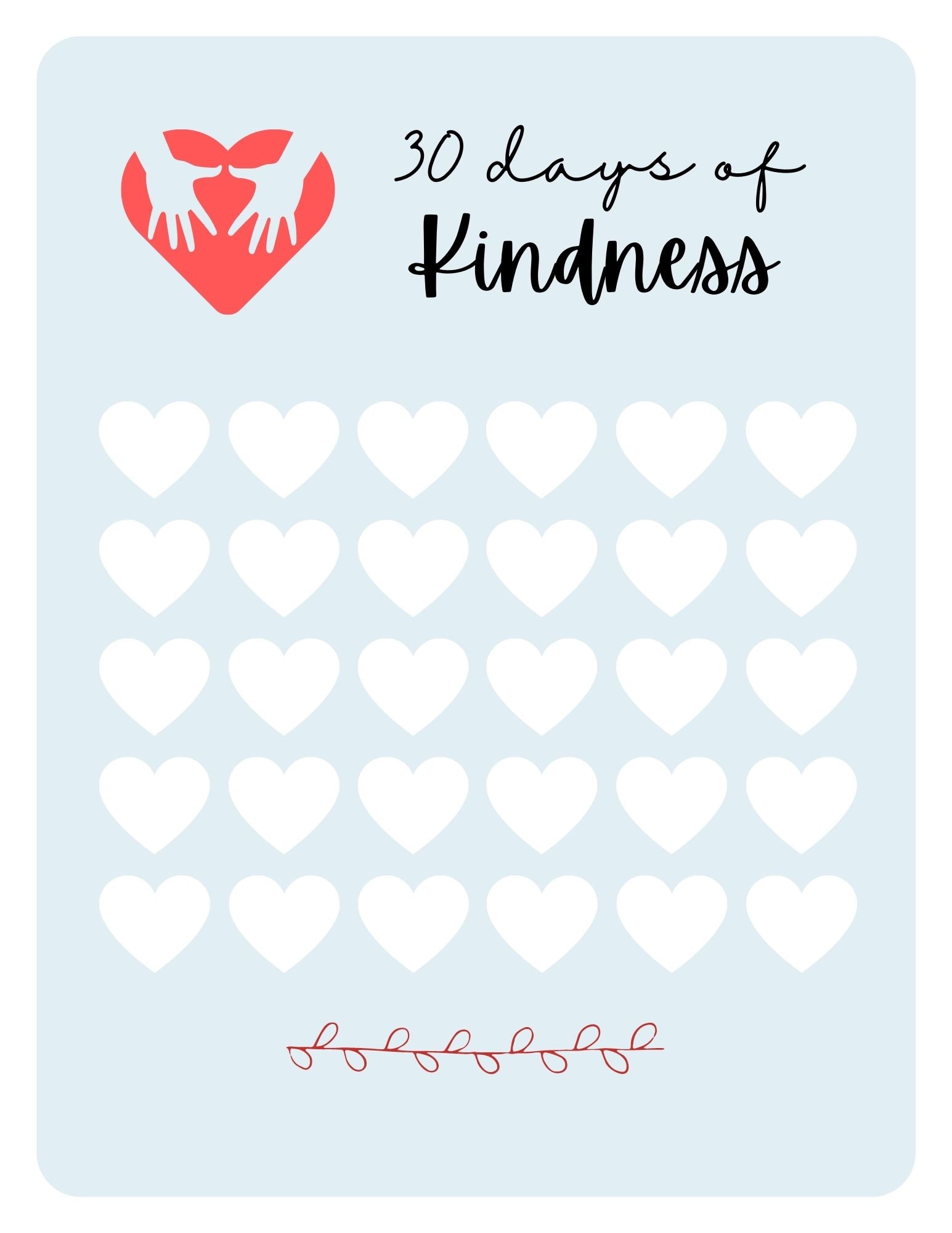 30 Days of Kindness, 30 Days of Kindness Tracker, 30 Days of Kindness ...