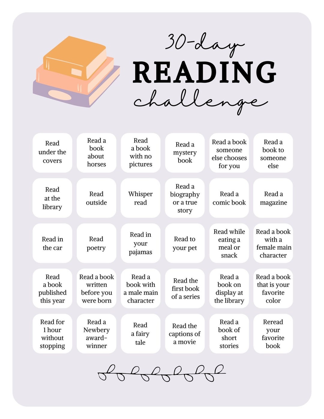 30 Day Reading Challenge - Etsy 30 Day Reading Challenge - Etsy