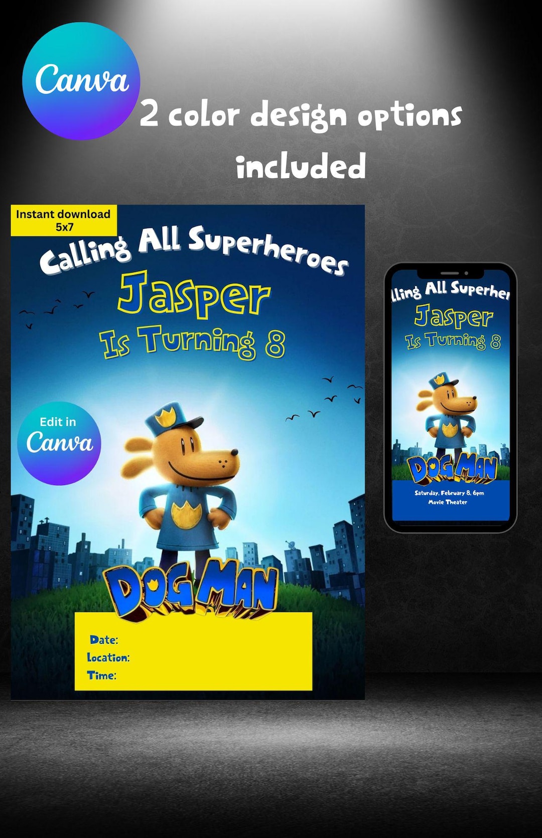Dogman Birthday Invitation | Kids Party Invite | Editable & Printable ...