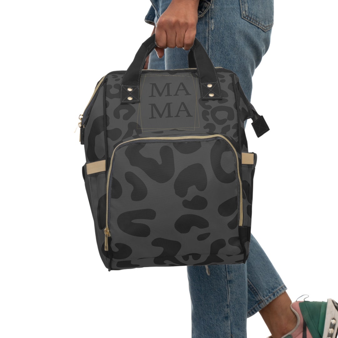 Mama Black Leopard Print Multifunctional Diaper Backpack - Etsy