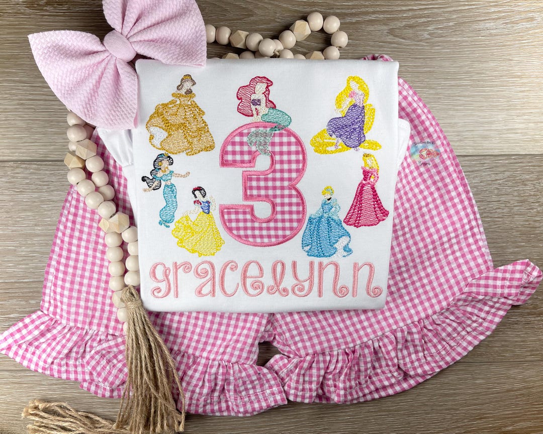 Princess Birthday Shirt, Girl Birthday Outfit, Princess Shirt, Magical Birthday, Embroidered ...