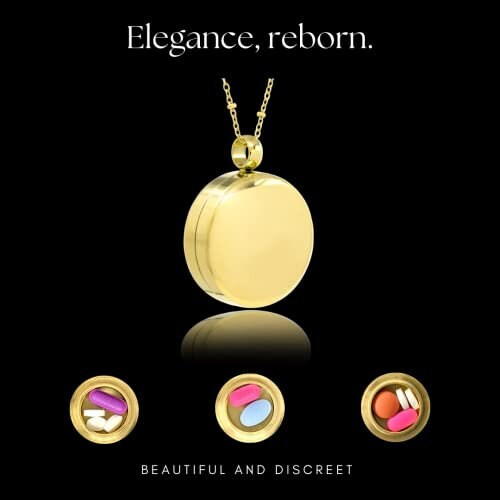 Round Pill Locket Necklace, Secure Waterproof Closure Med Box Jewelry ...