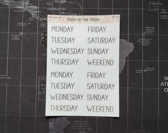 Digital Days of the Week Stickers Colorful - Etsy