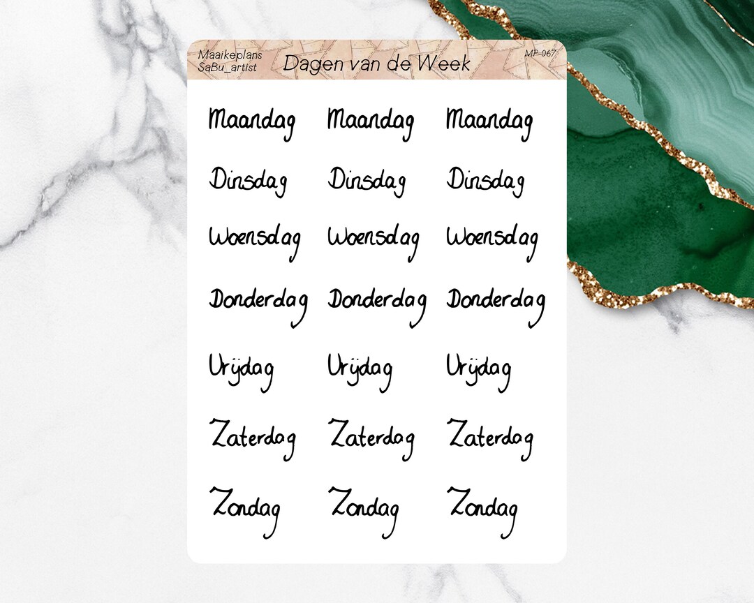 Days of the Week Sabu_artist Handwritten Planner Stickers - Etsy