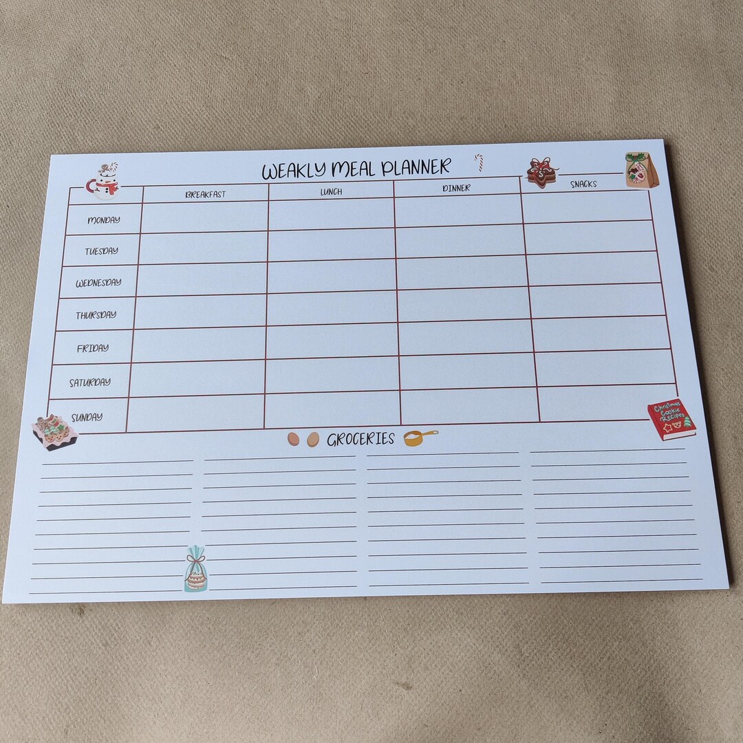 Meal Plan Block | Christmas | Weekly Meal Planner - Etsy