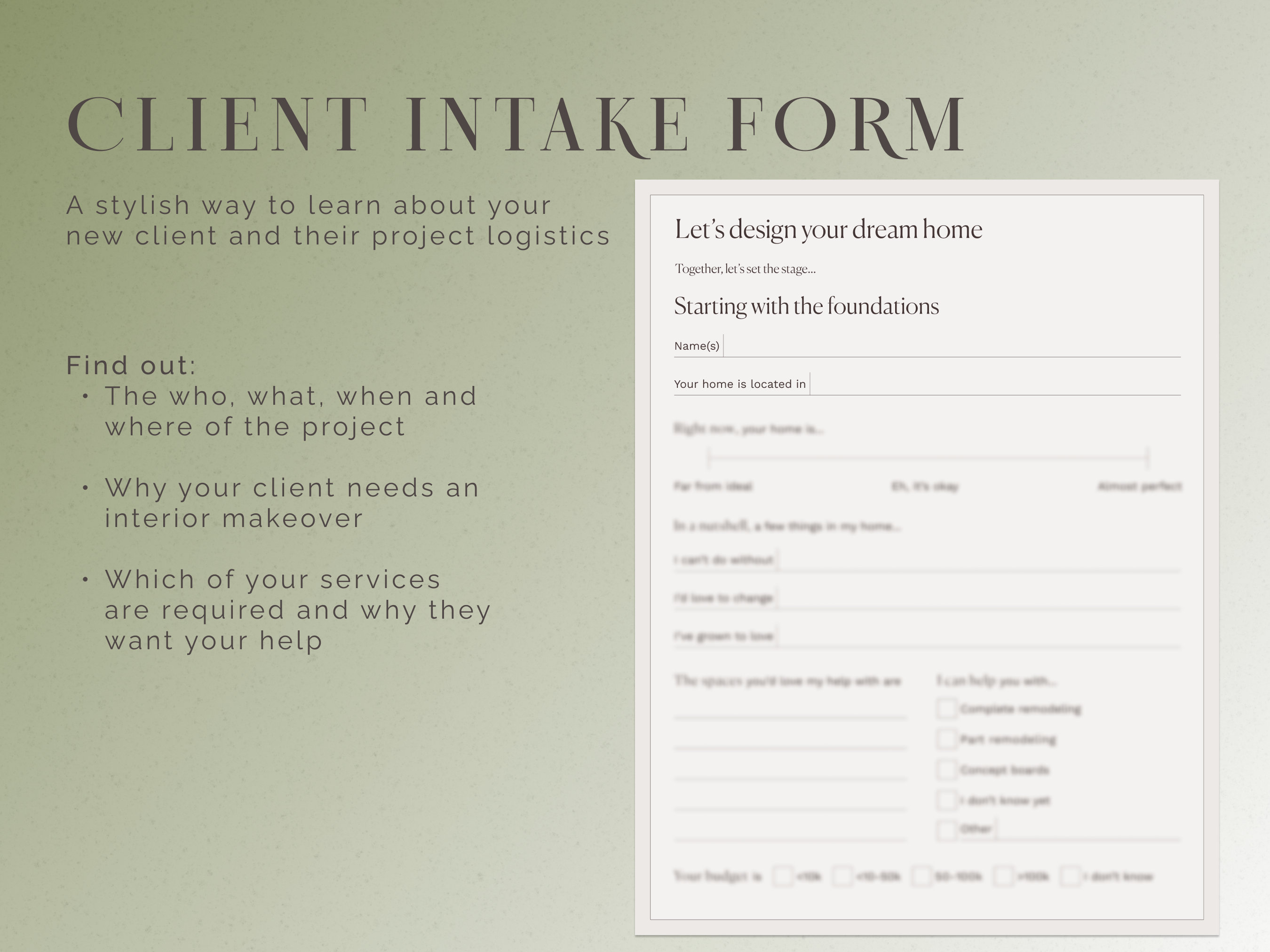 New Client Intake Form for Interior Designers Client Welcome - Etsy