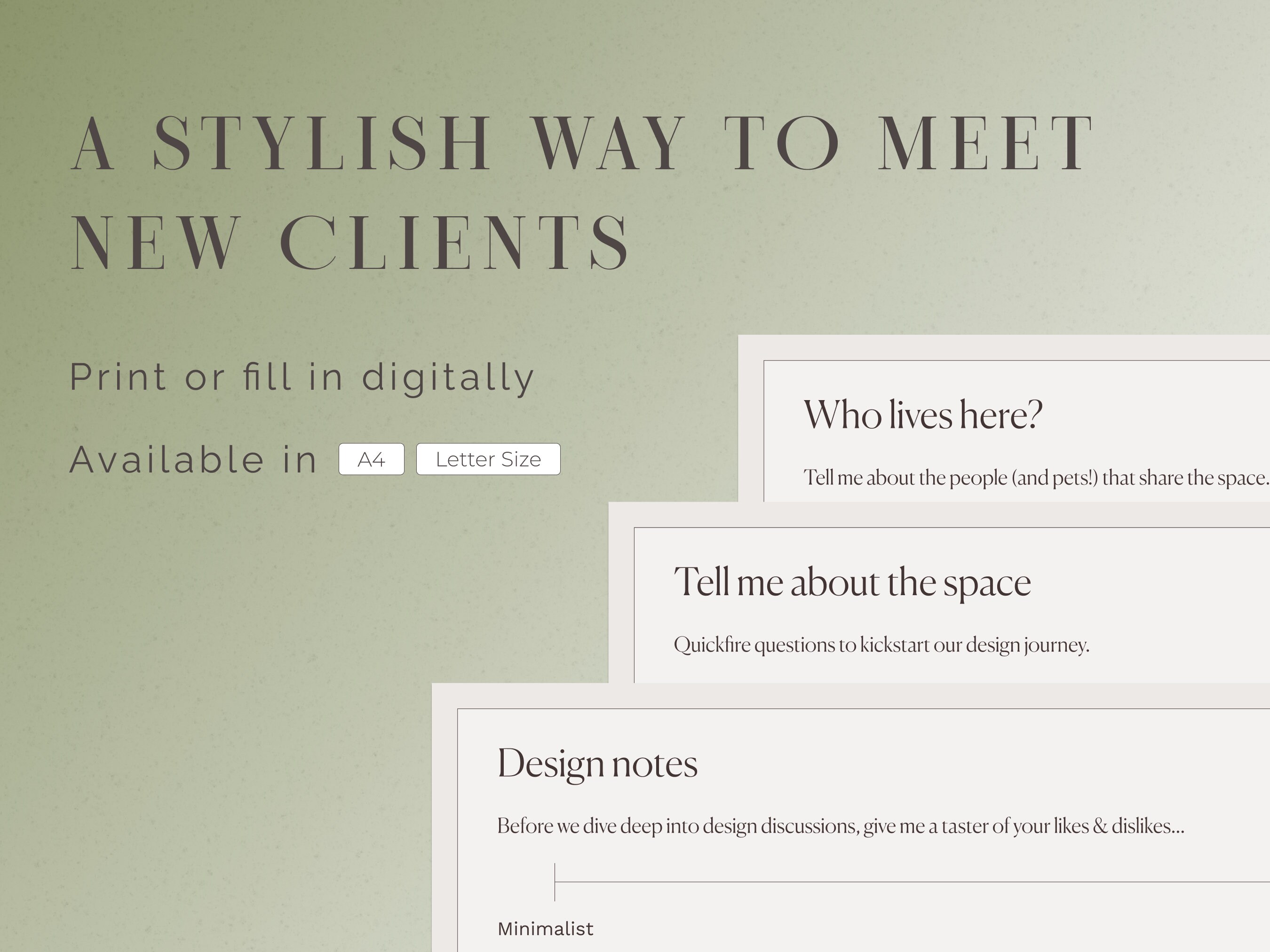 New Client Intake Form for Interior Designers | Client Welcome ...