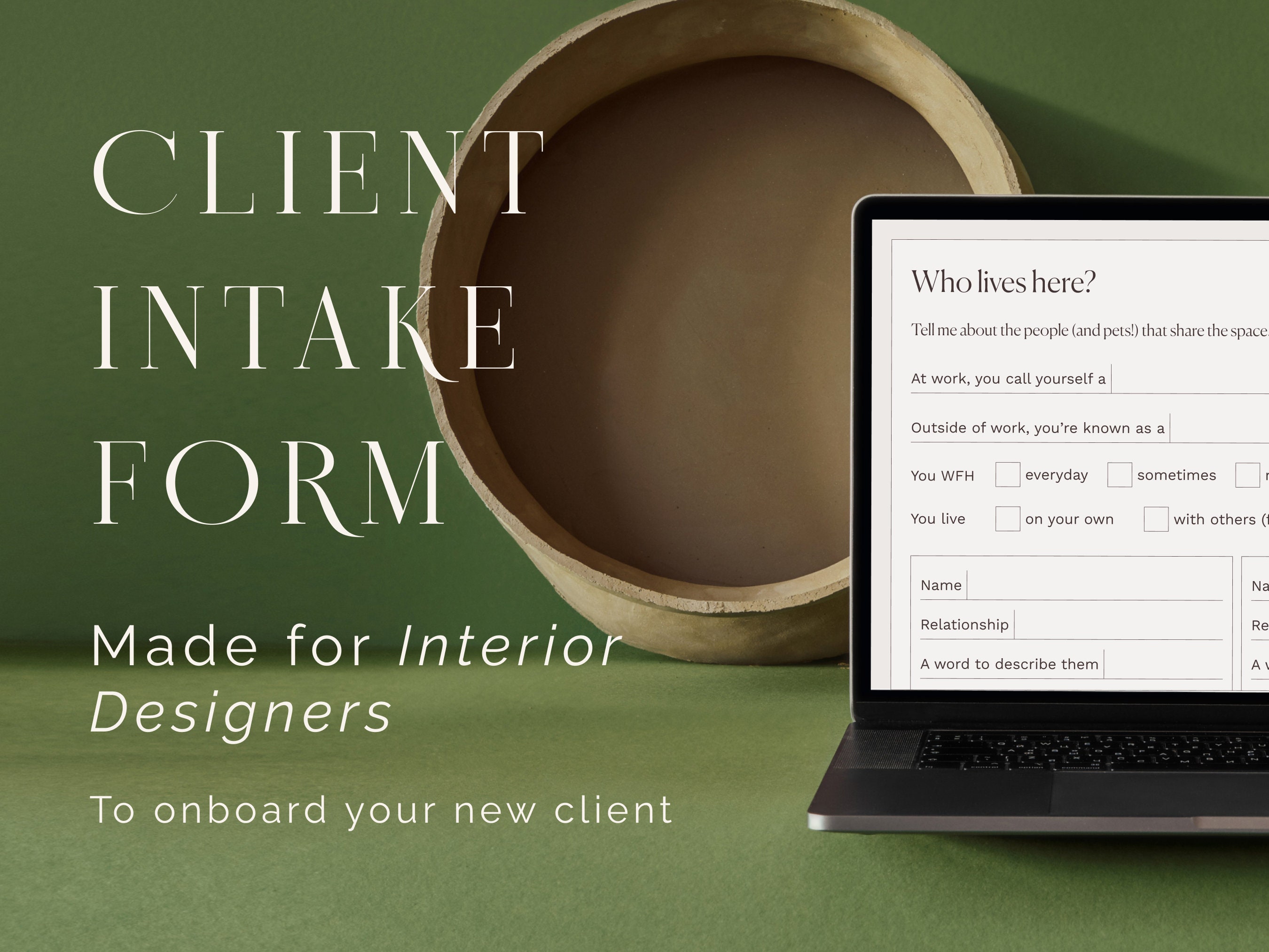 New Client Intake Form for Interior Designers | Client Welcome ...