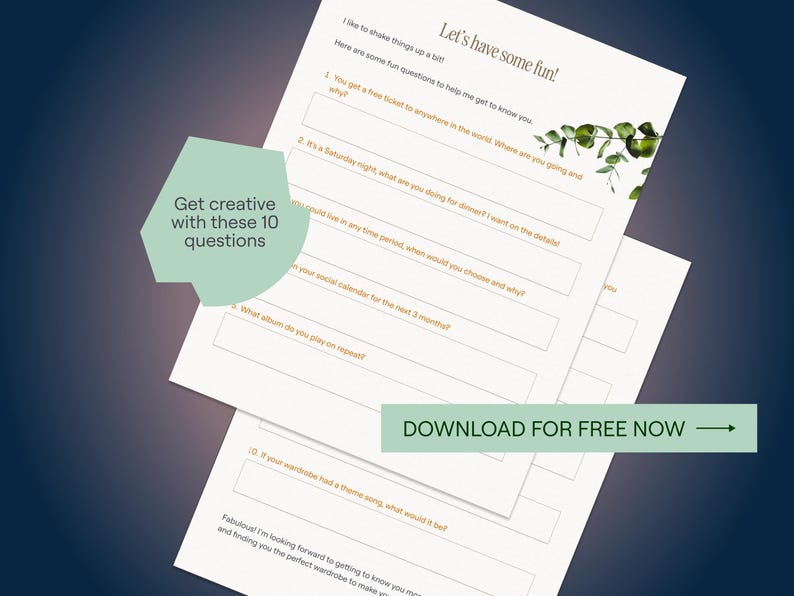 Personal Stylist | Fun Questionnaire Template | Digital Download ...