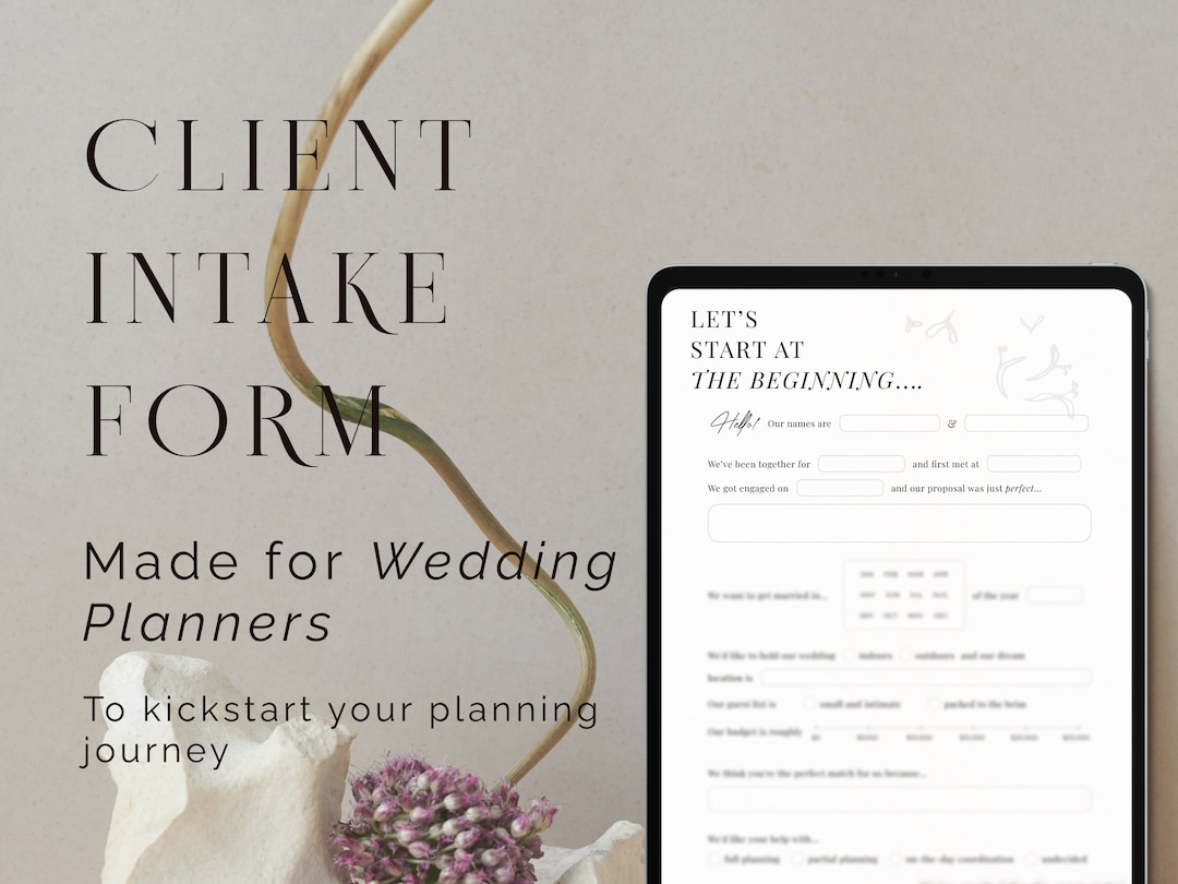 New Client Intake Form for Professional Wedding Planners | Client ...