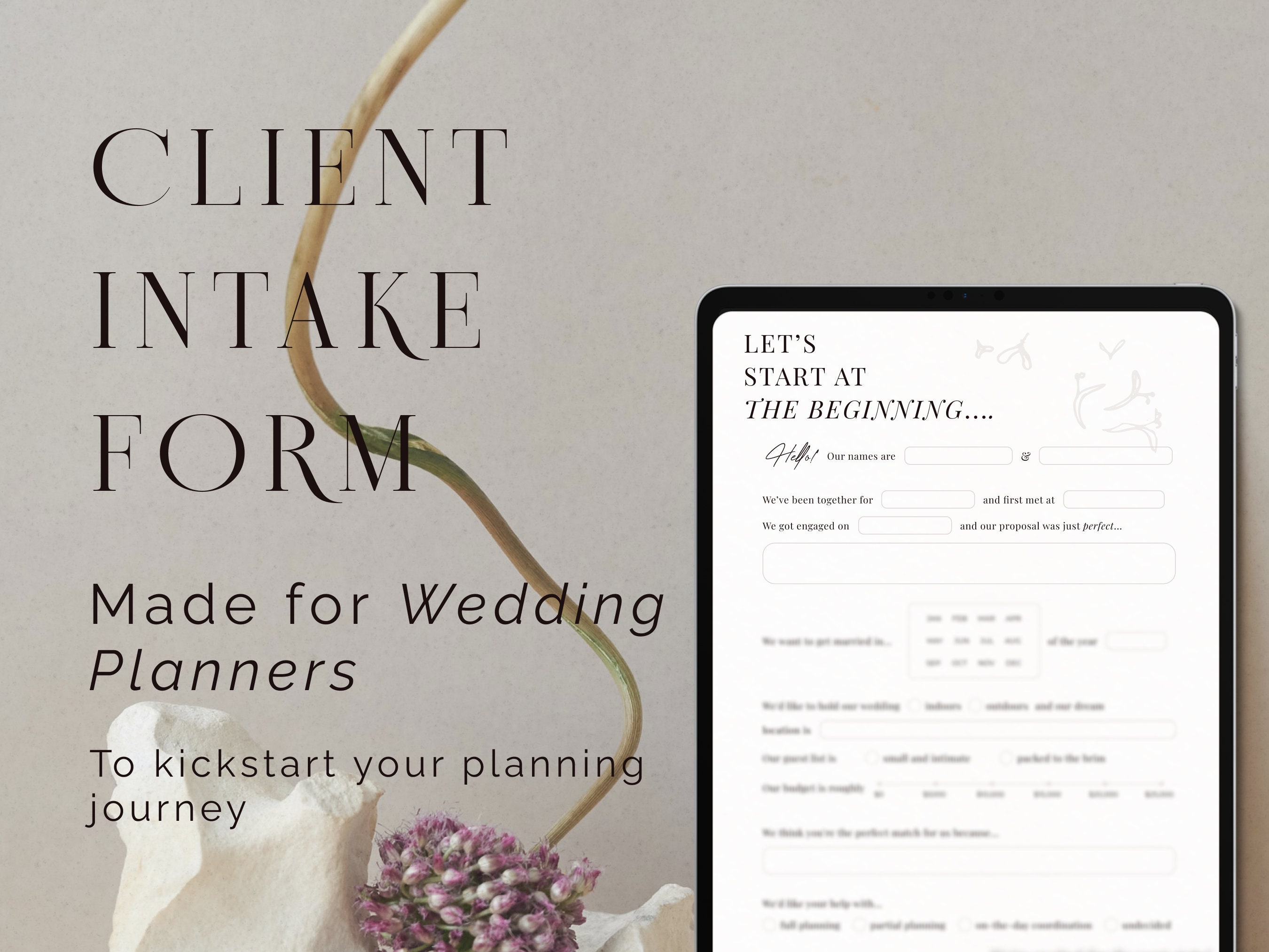 New Client Intake Form for Professional Wedding Planners | Client ...