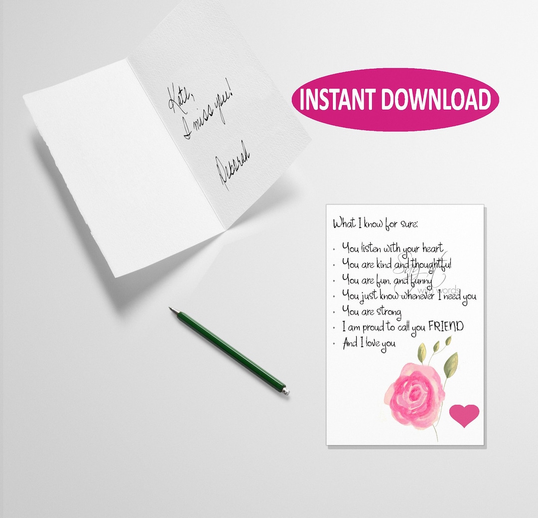 Digital Greeting Card, Card for a Friend, Personal Note for a Friend, a ...