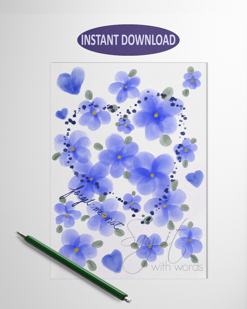 A Forget Me Not Printable Greeting Card, a Greeting Card for a Friend ...