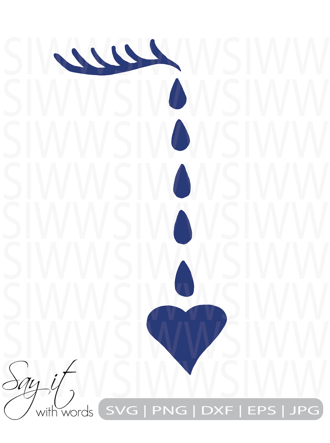 SVG File, Tears and Heart SVG File for Cutter, Hand Lettered, Original ...