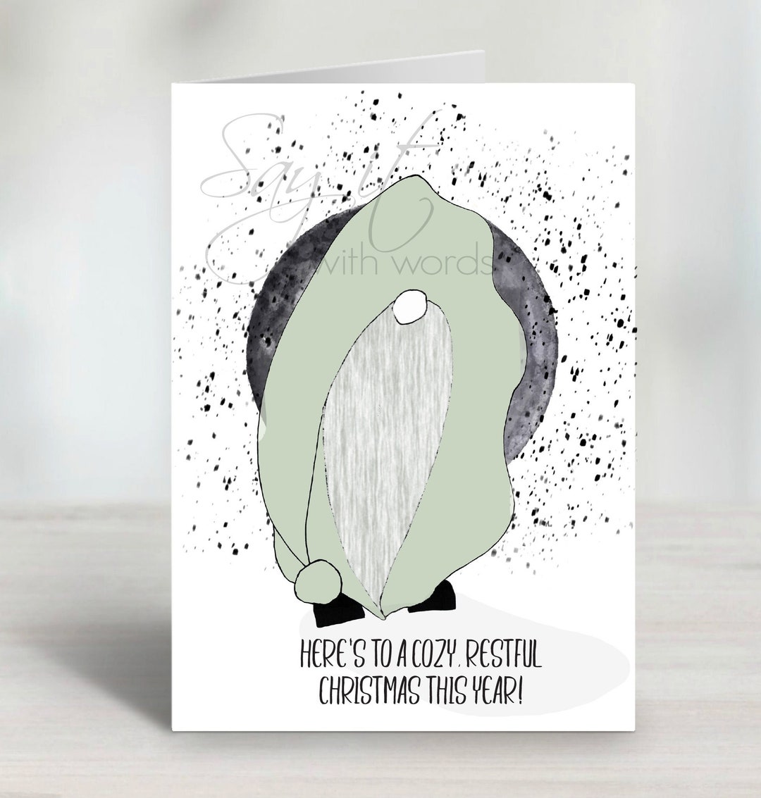 A Printable Christmas Greeting Card With a Cute Gnome Wishing Someone a ...