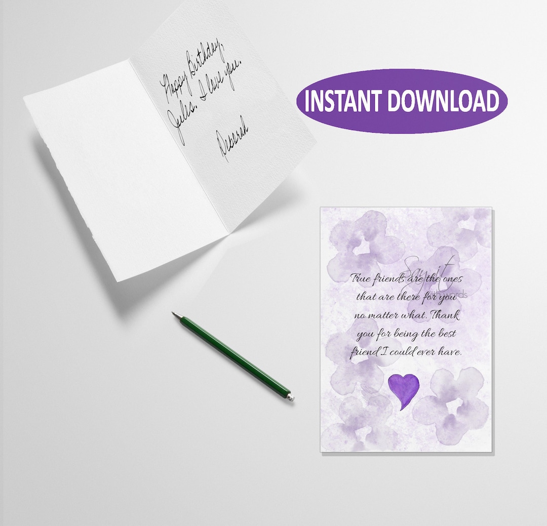 Downloadable Digital Greeting Card, Heart Note, True Friends ...