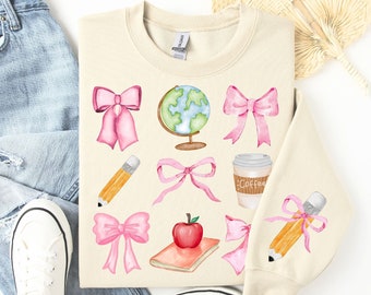 Teacher PNG, Pink Bows Coquette Preppy Collage Girl Girly Trendy ...