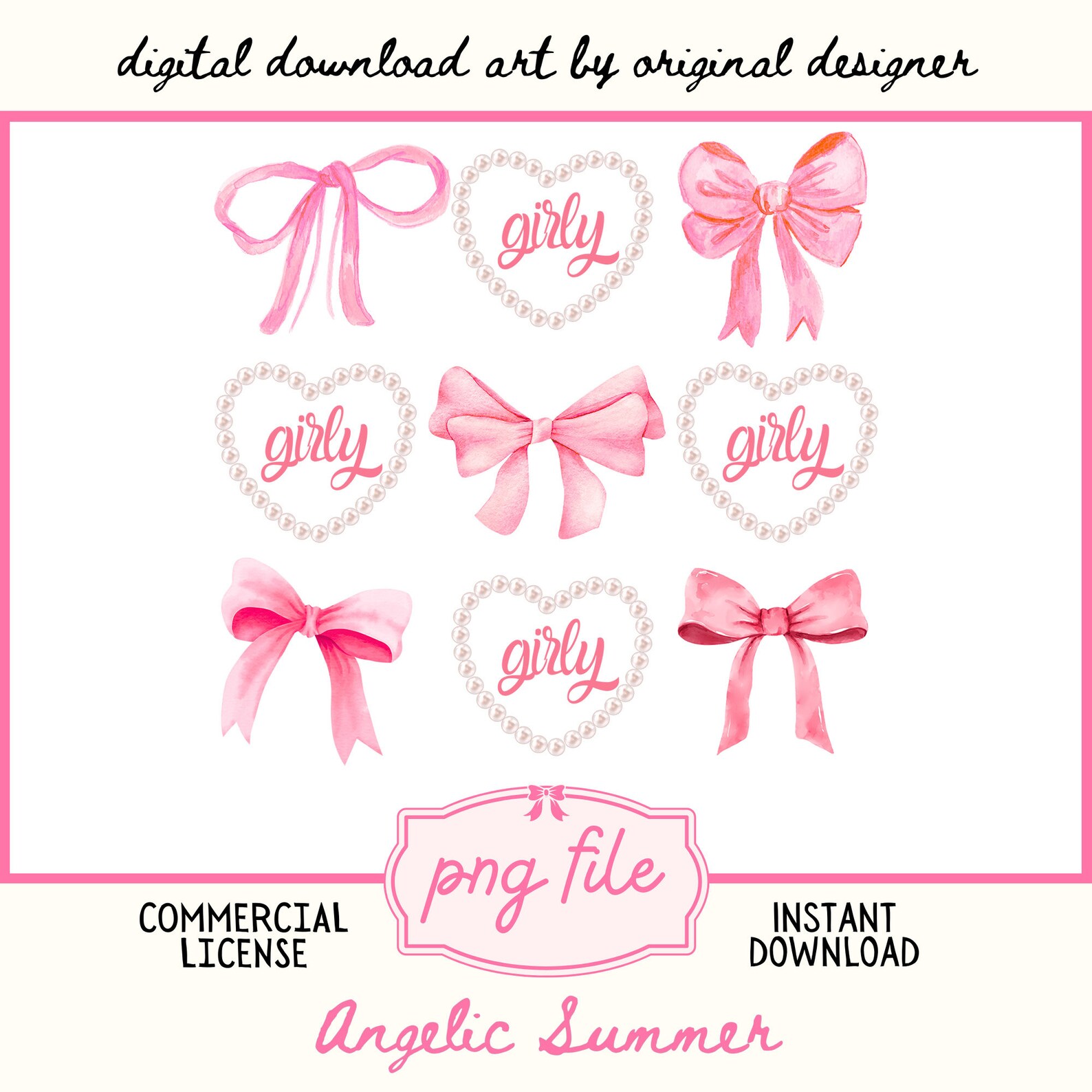 Coquette Girly Girl PNG 3x3 Pink Pearl Necklace Heart Shaped Soft ...