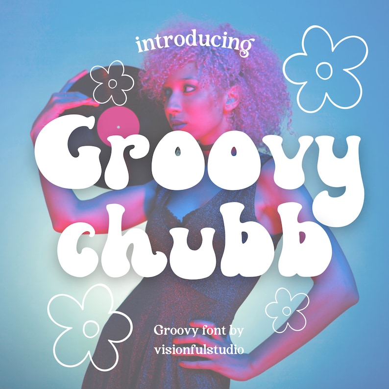 Groovy Font Bundle, Retro Font, Cricut Fonts, Bubbly Font, Hippie Fonts, Sublimation Font ...