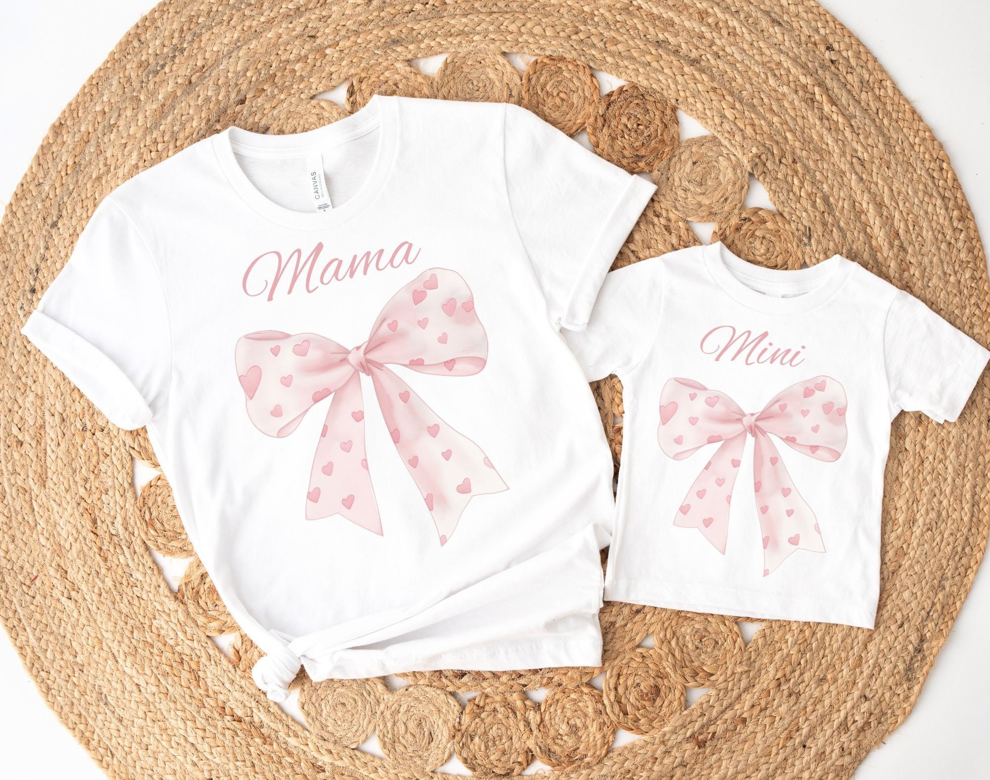 Mama Mini PNG Coquette Baby Pink Bow Muted Hearts Toddler Girl Kids ...