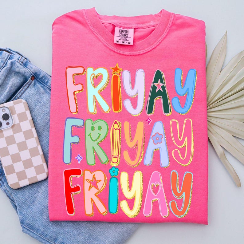 Friyay Png Funny Back to School Teacher PNG Preppy Color Block Glitter ...