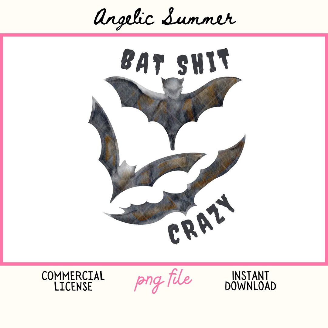 Halloween PNG Bat Shit Crazy Png Retro Watercolor Bats Cute Design for ...