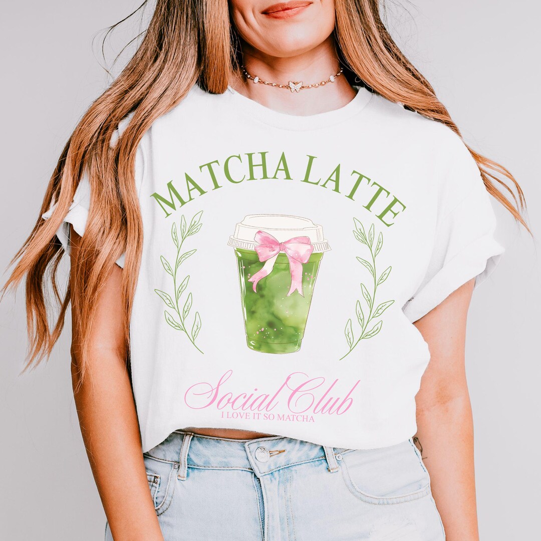 Matcha Latte Social Club PNG Coquette Pink Bow Watercolor Soft Girl ...