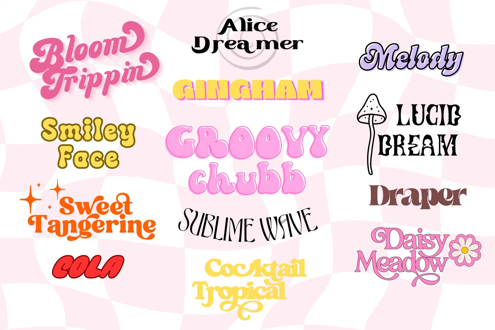 Groovy Font Bundle, Retro Font, Cricut Fonts, Bubbly Font, Hippie Fonts ...