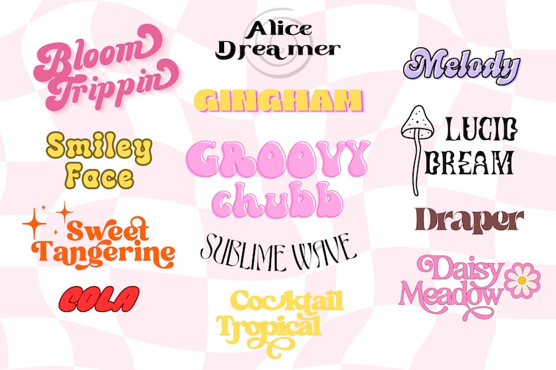 Groovy Font Bundle, Retro Font, Cricut Fonts, Bubbly Font, Hippie Fonts, Sublimation Font ...