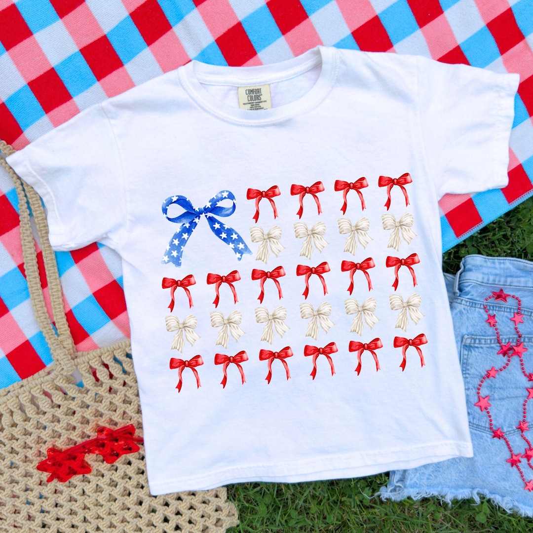 Coquette 4th of July PNG American Flag Collage White Blue Red Bows ...