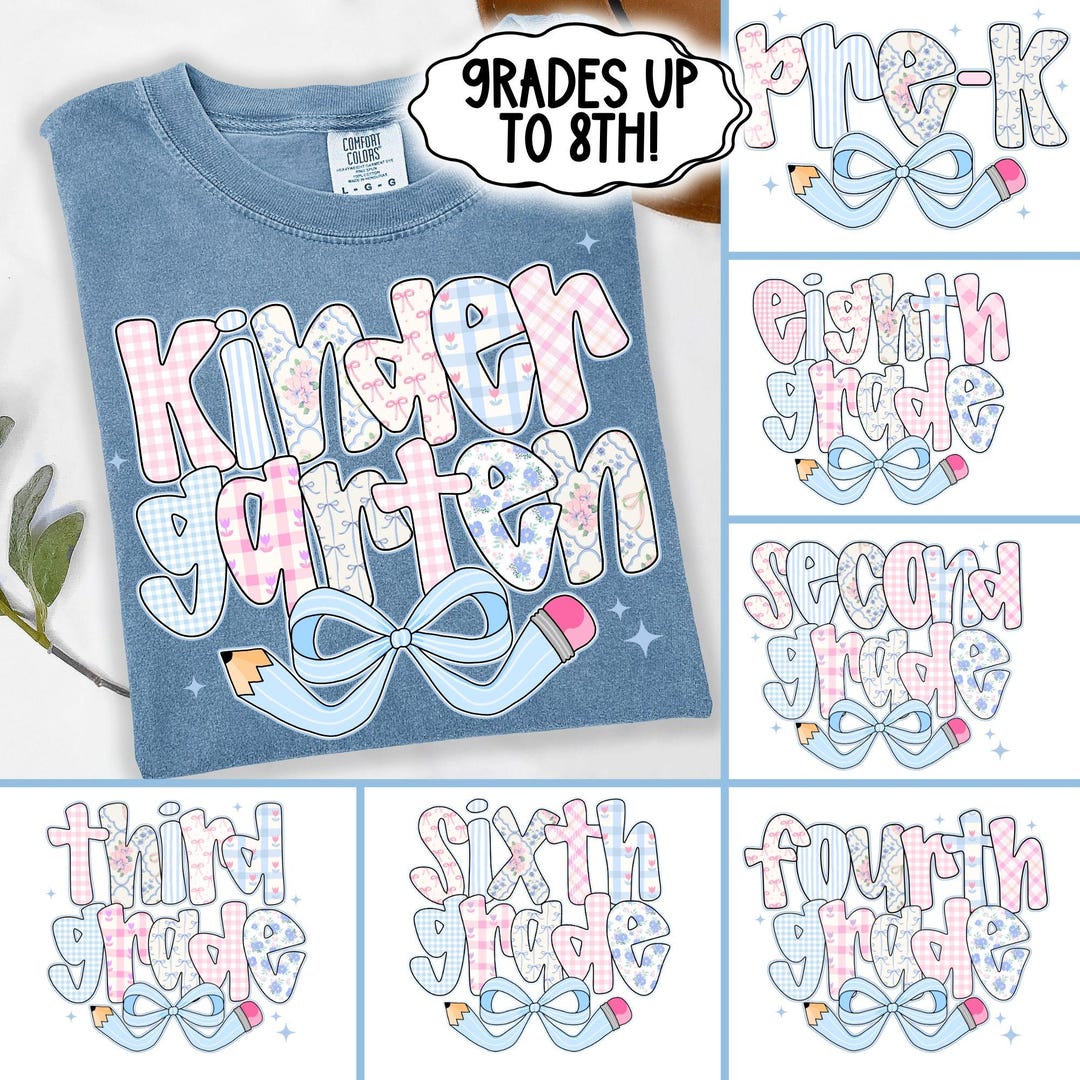 Preppy Back to School PNG Bundle Coquette Pencil Bow Grades ...