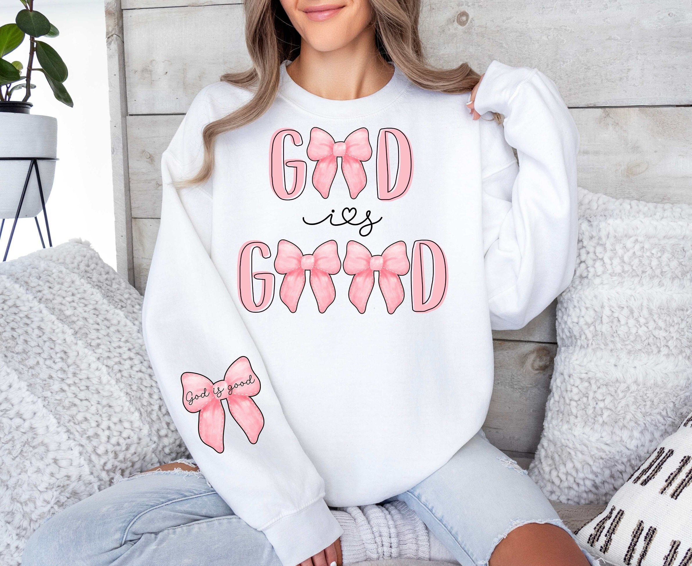 God is Good PNG Christian Pink Bow Coquette Bible Verse Praying Pastel ...