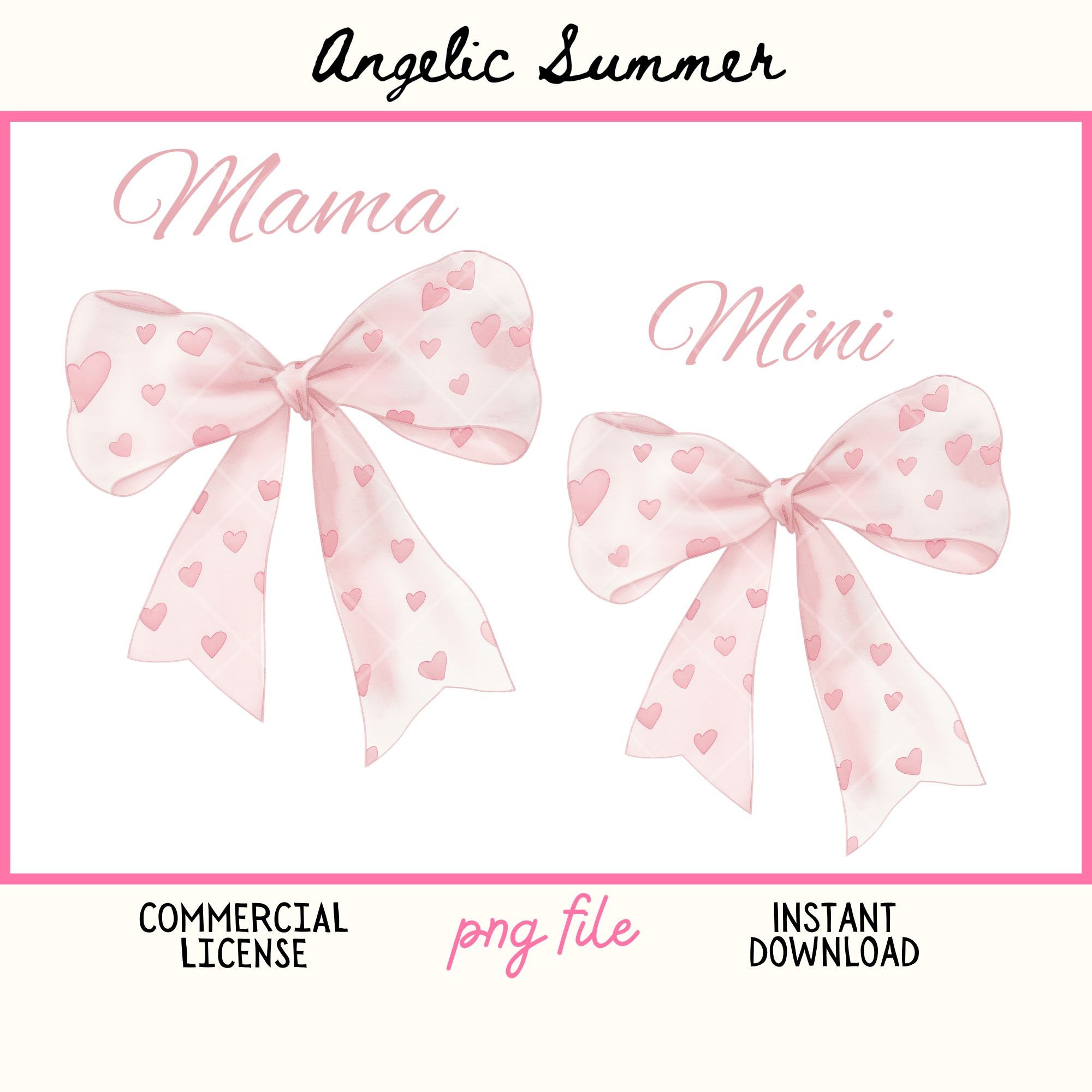 Mama Mini PNG Coquette Baby Pink Bow Muted Hearts Toddler Girl Kids ...