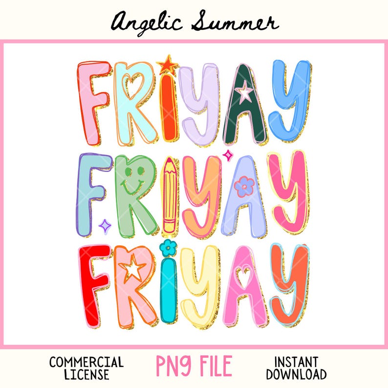 Friyay Png Funny Back to School Teacher PNG Preppy Color Block Glitter ...