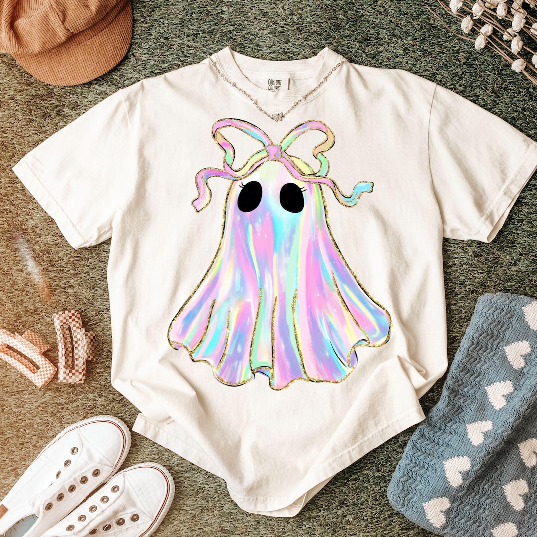 Coquette Ghost Png Iridescent Disco Bow Pink Halloween PNG Trendy ...
