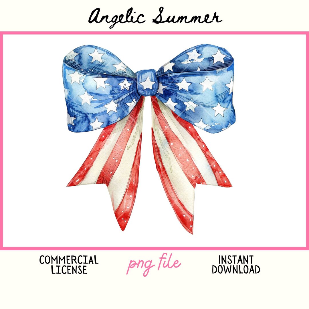 Coquette 4th of July Bow Clip Art PNG American Girl American Flag ...