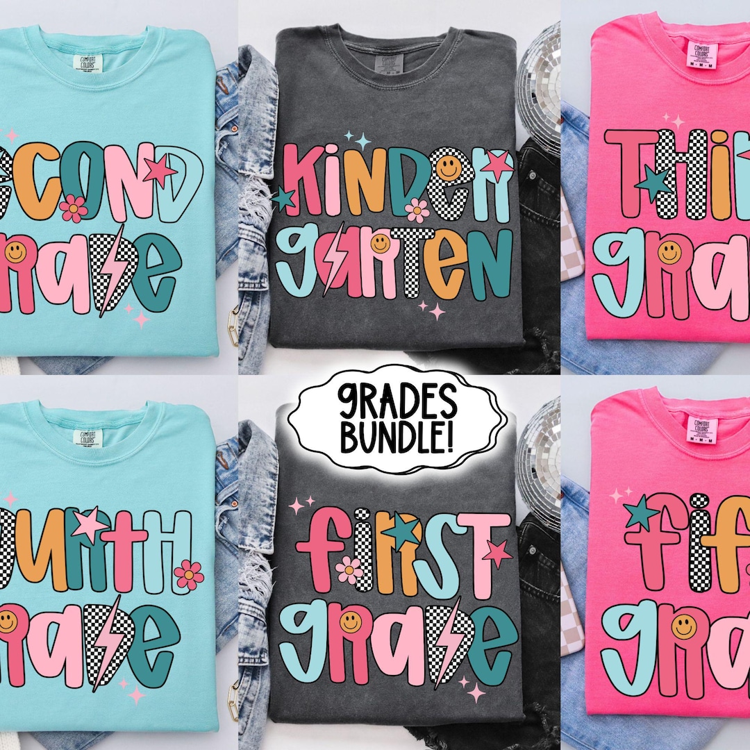 Retro Back to School PNG Bundle Groovy Grade Level 1st 2d 3d 4th 5th ...