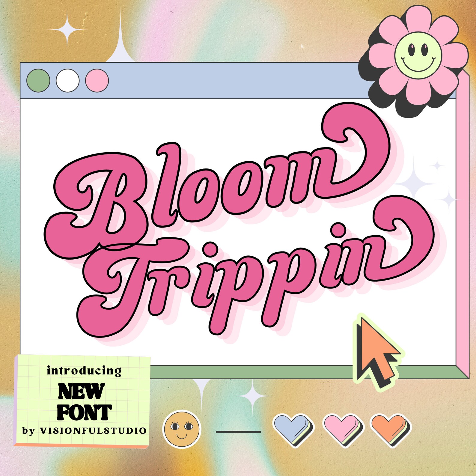Groovy Font Bundle, Retro Font, Cricut Fonts, Bubbly Font, Hippie Fonts ...