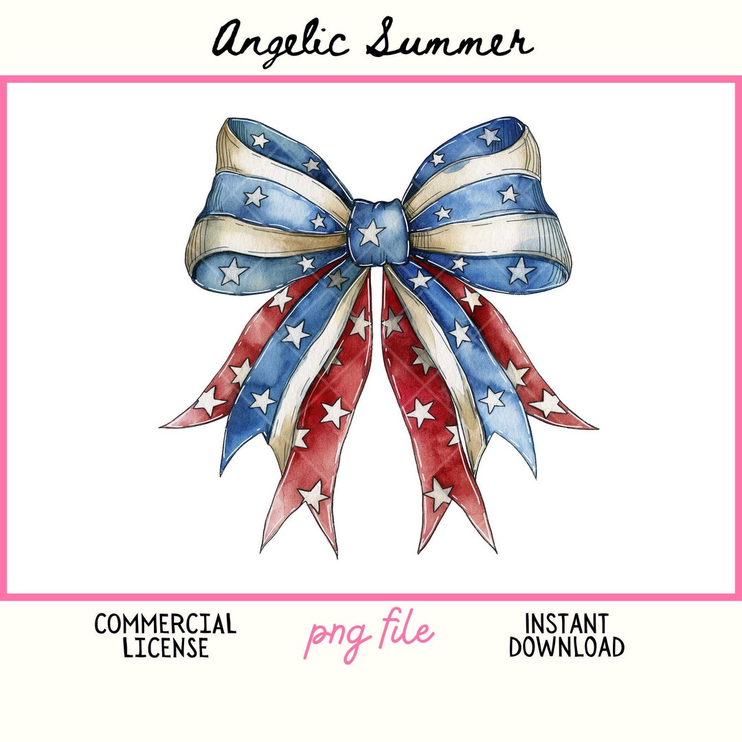 Coquette 4th of July Bow Clip Art PNG American Girl American Flag ...