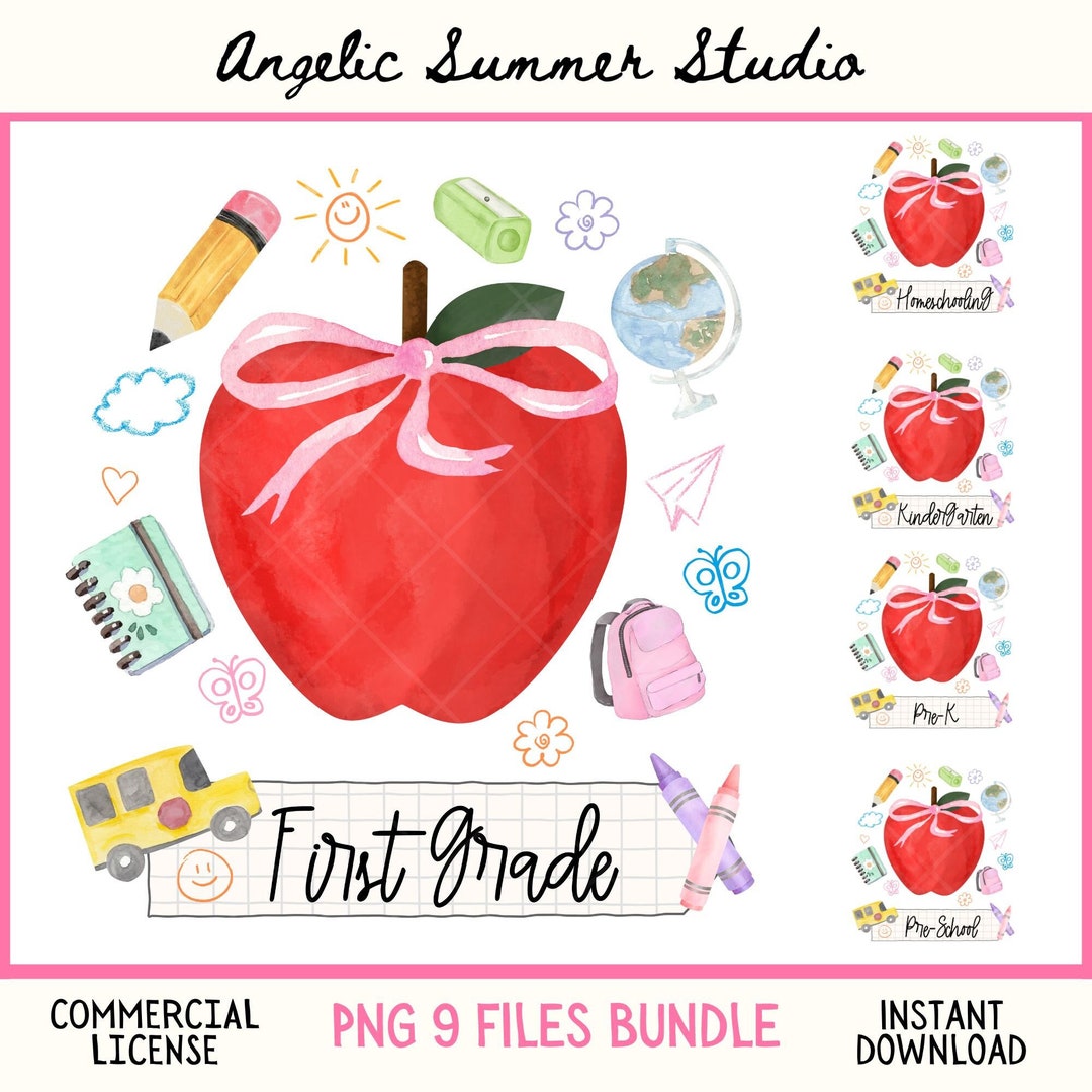 Back to School Coquette PNG Grades Bundle Pink Bow School Png School ...