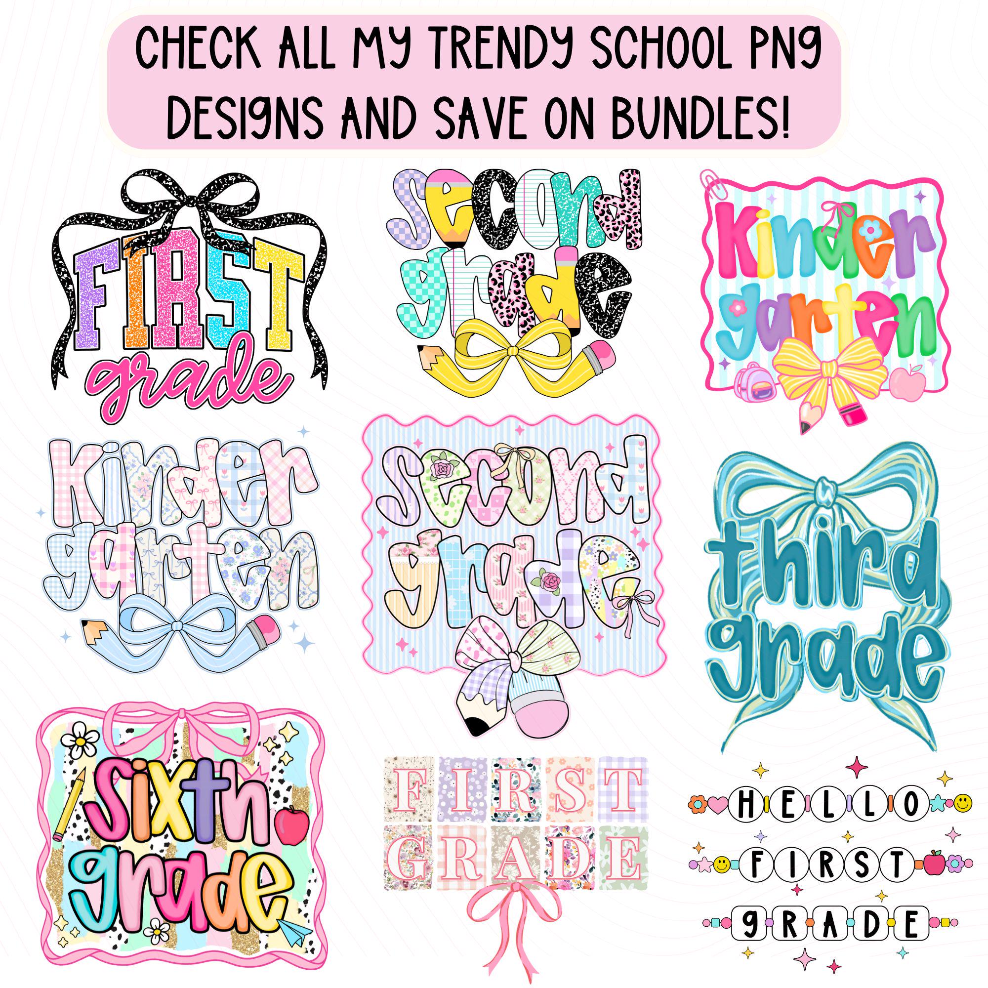 Preppy Back to School PNG Bundle Coquette Polka Dot Apple Grades ...
