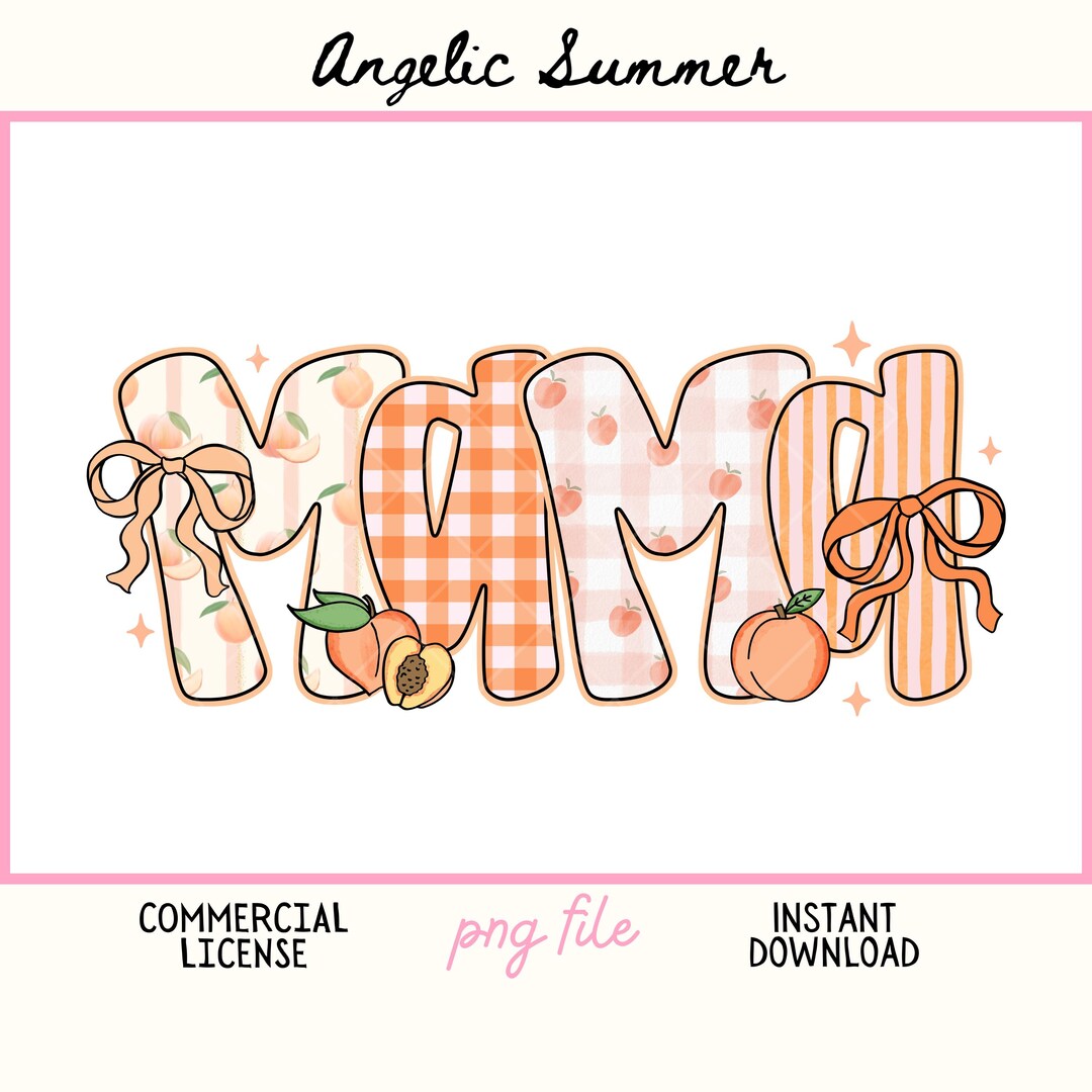 Preppy Mama Peach PNG Georgia Peaches Season Coquette Bow PNG Boho ...