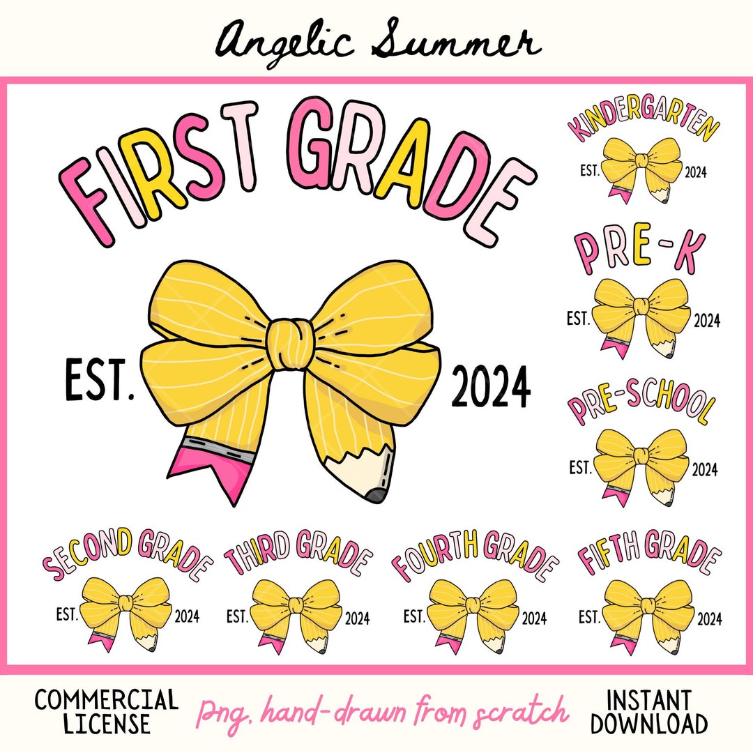 Back to School Png Bundle School Grades PNG Pencil Bow Png Coquette ...